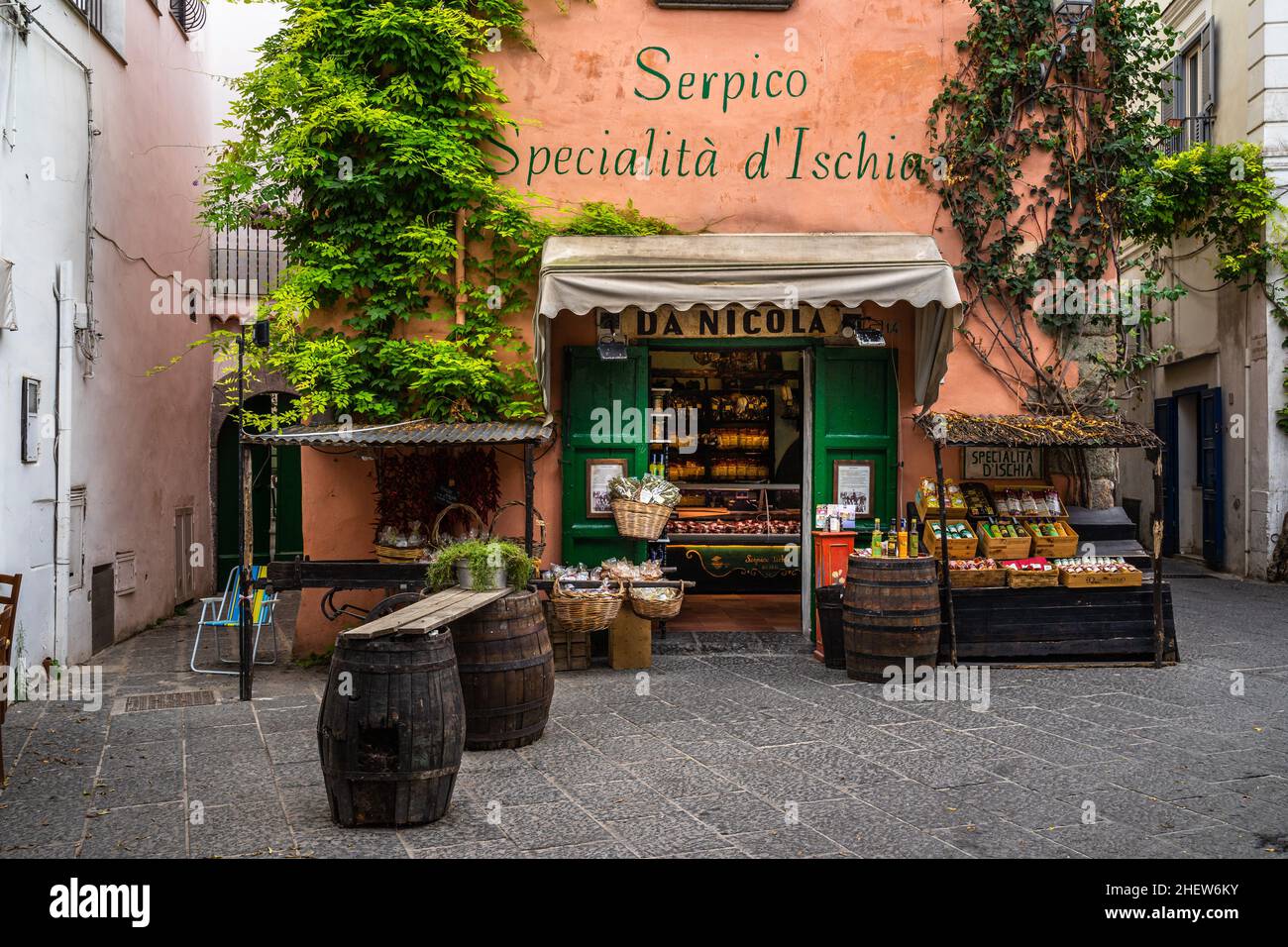 Forio, Ischia, Italy, Sept. 2021 – A shop selling local foods and ...
