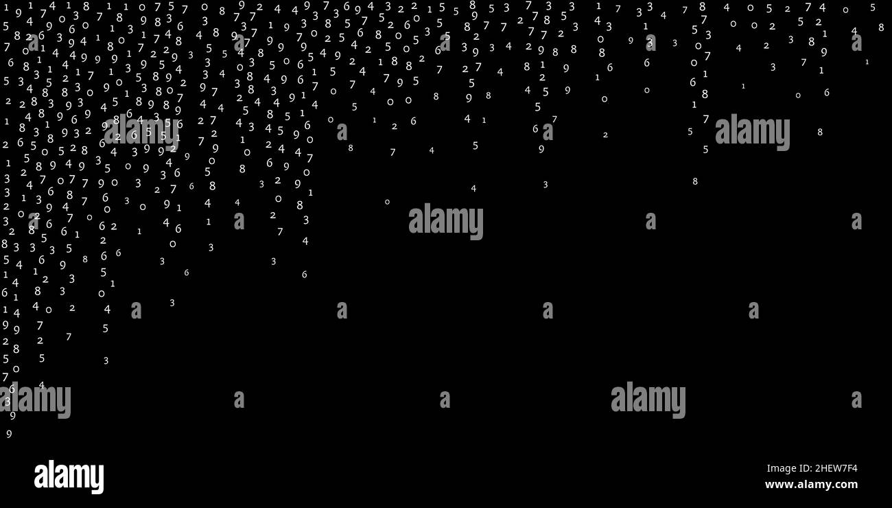 Falling numbers, big data concept. Binary white orderly flying digits ...