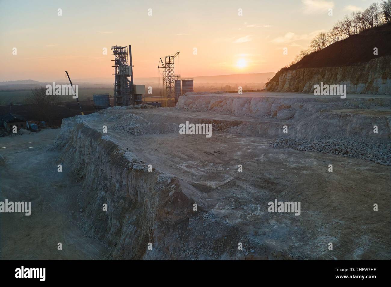 Cement factory at open pit mining of construction sand stone materials ...