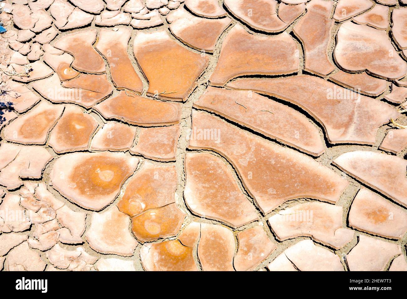 big mud cud cracks and dried mud tiles in the death valley desert Stock ...