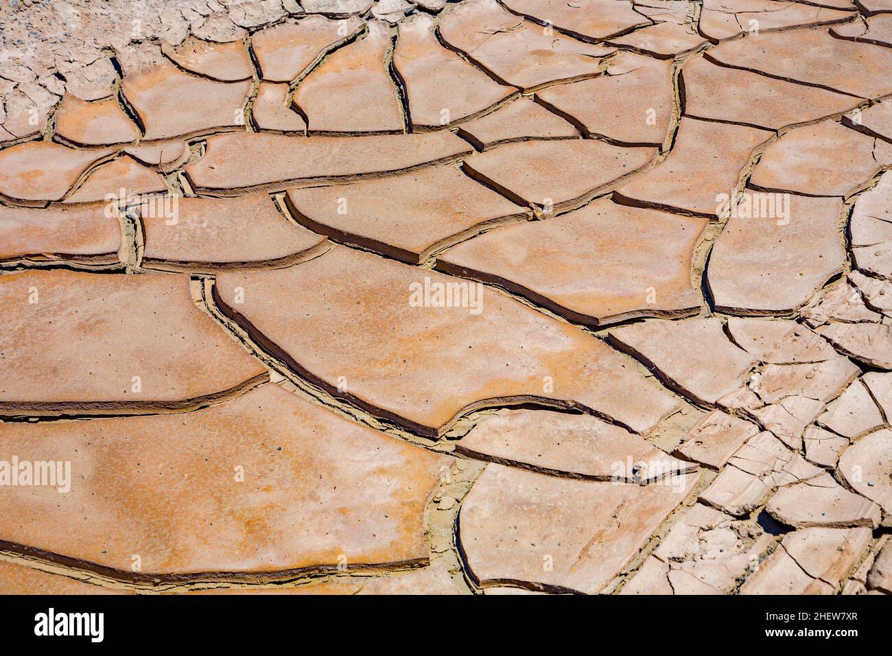 big mud cud cracks and dried mud tiles in the death valley desert Stock ...