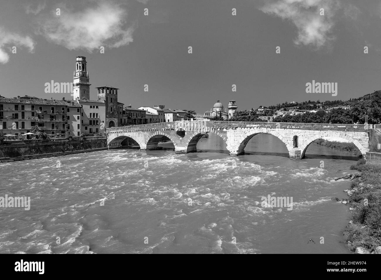 Old roman bridge in Black and White Stock Photos & Images - Alamy