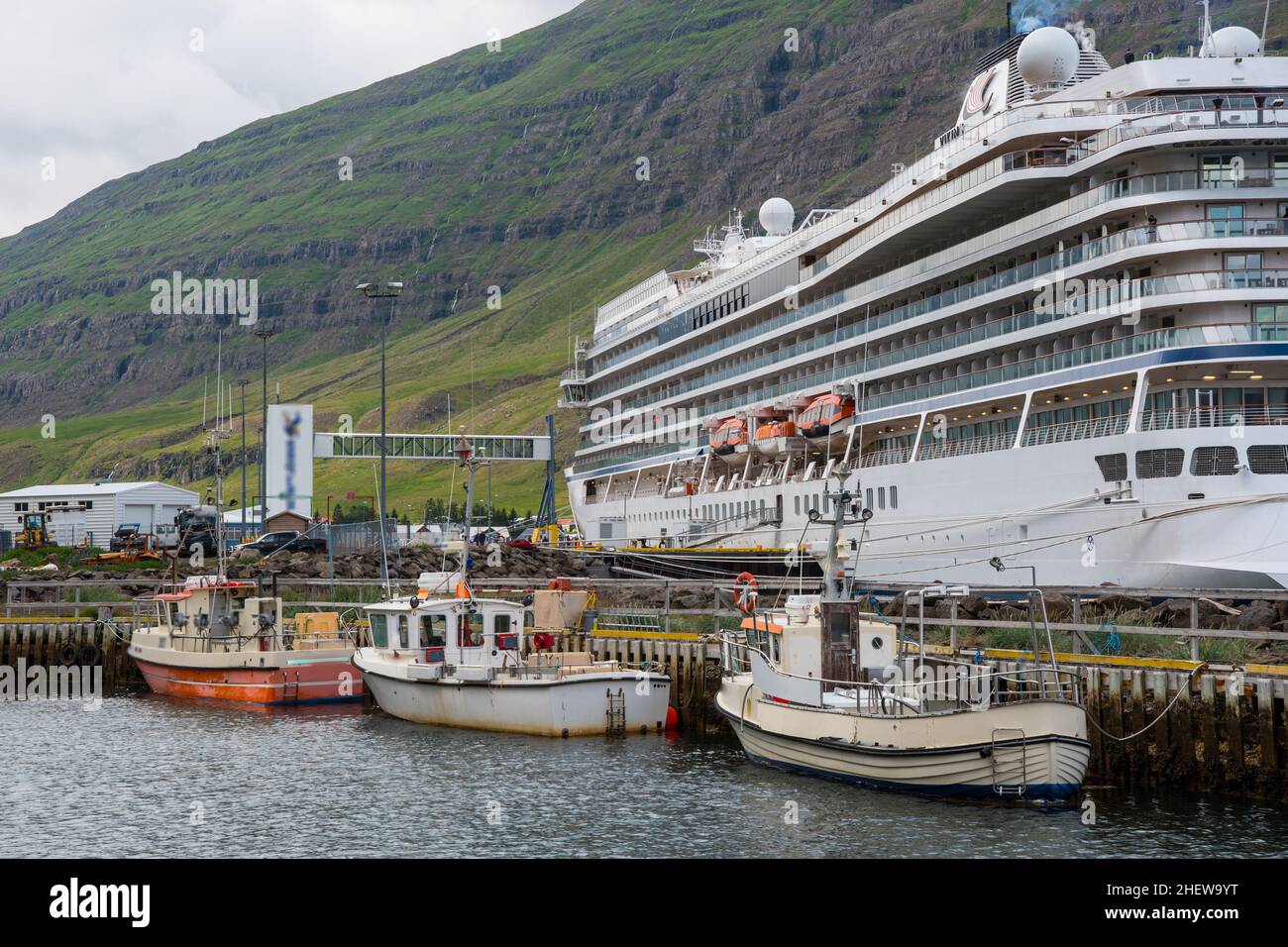 Cruise ship in port of Seydisfjordur in east Iceland Stock Photo - Alamy