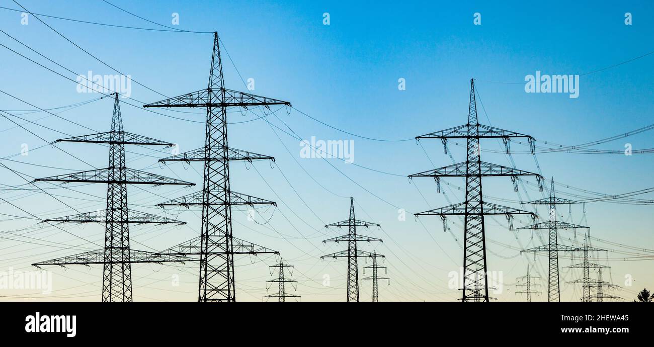 electrical tower in beautiful landscape with sky Stock Photo - Alamy