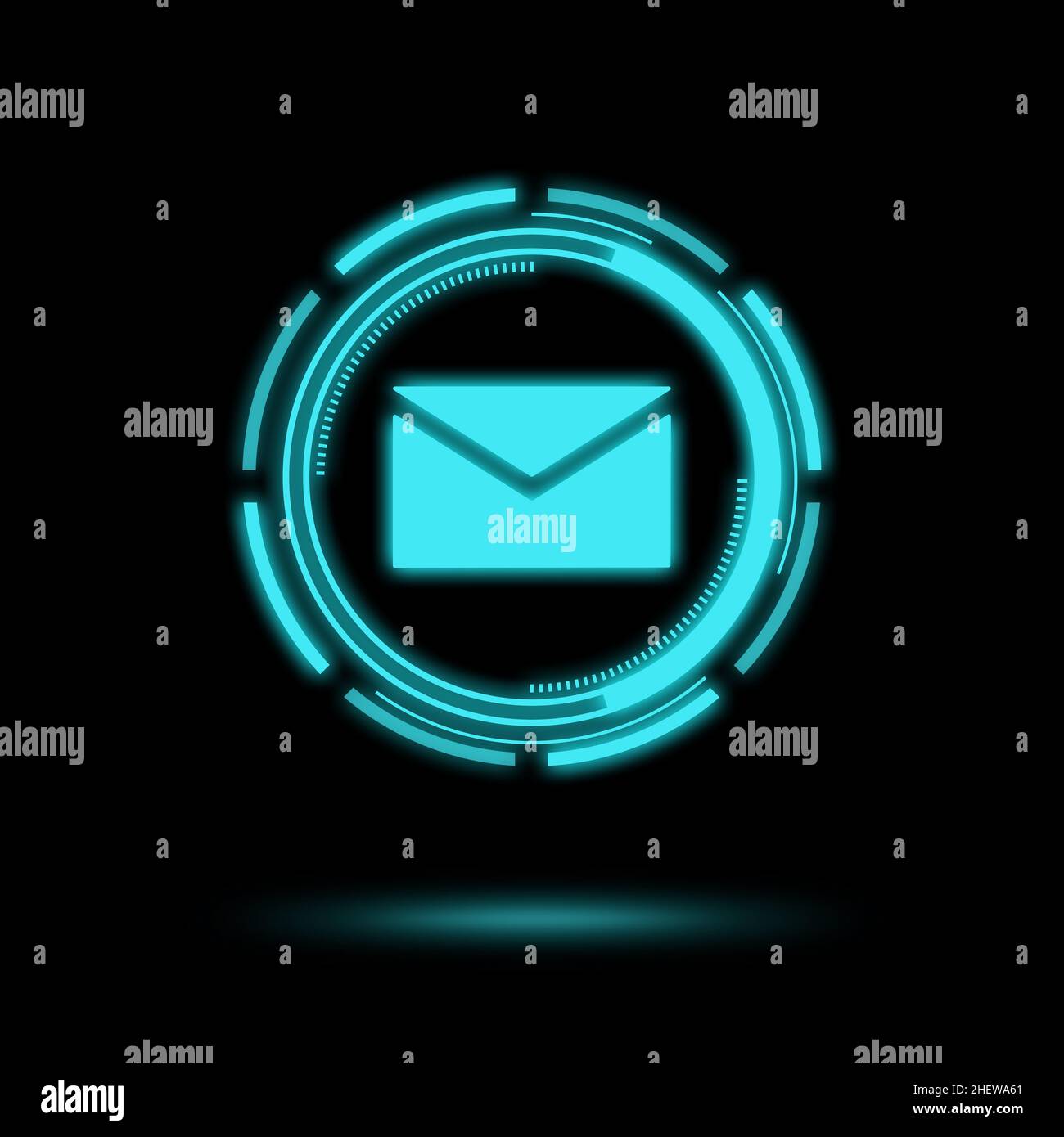 Futuristic neon hologram email and envelope icon Stock Photo - Alamy