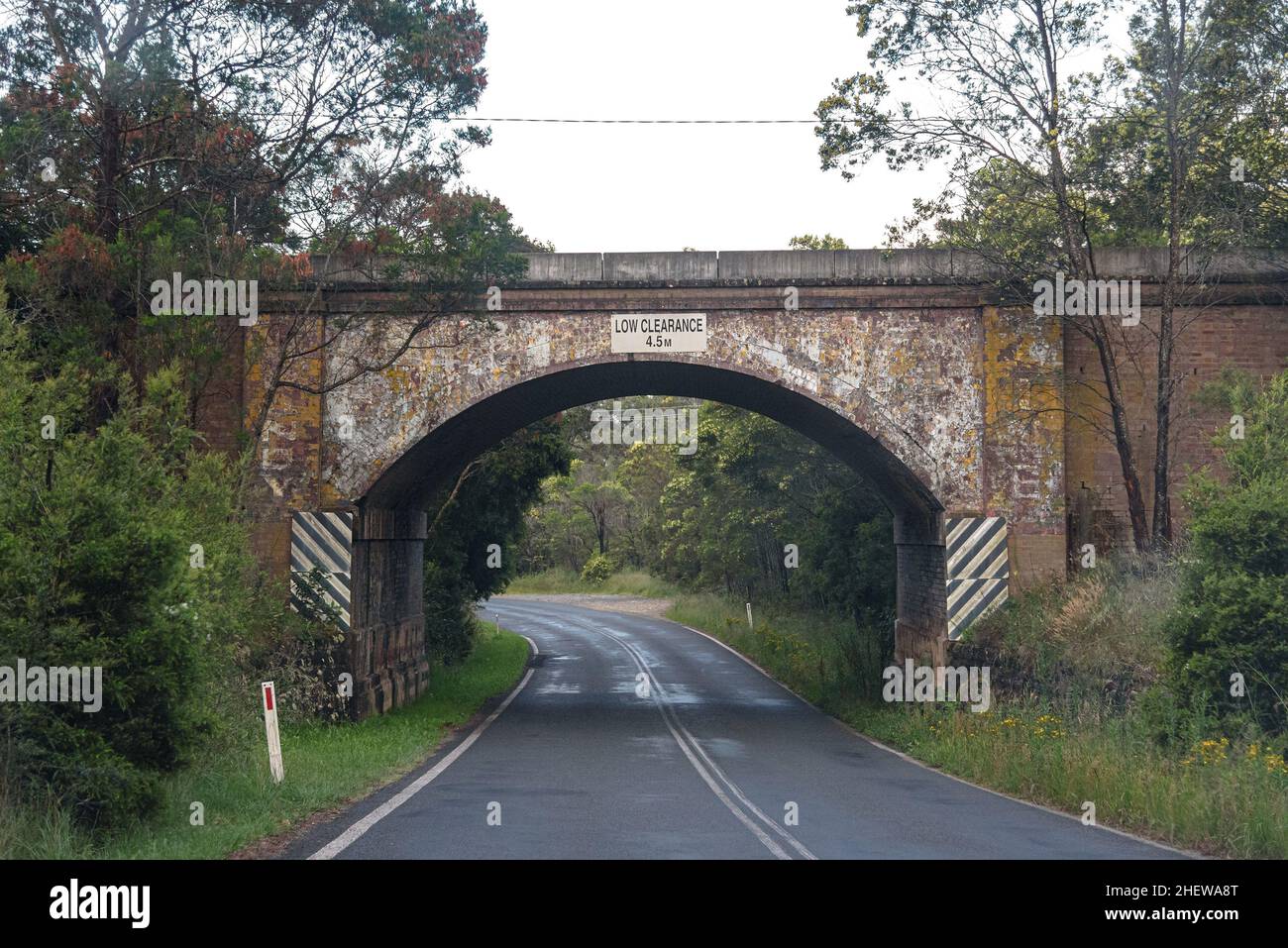 An old railway bridge crossing over the Old Hume Highway in Yerrinbool ...