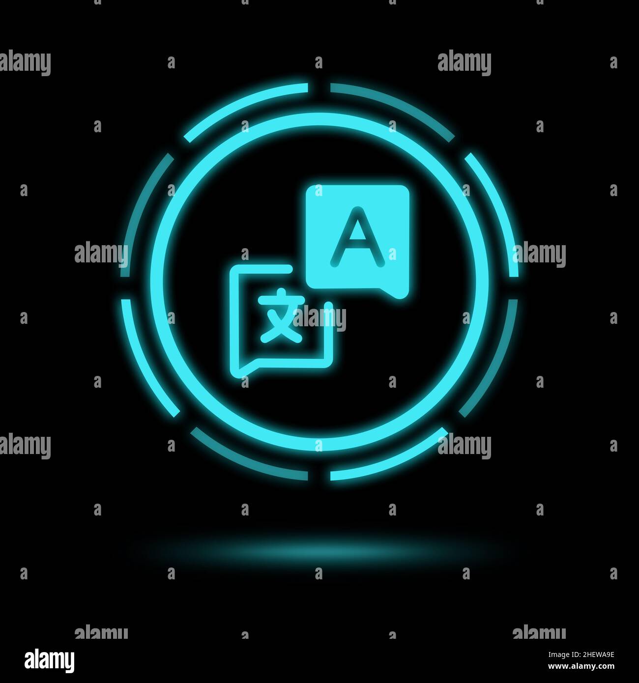 Translation concept. Neon icon as a symbol Stock Photo - Alamy