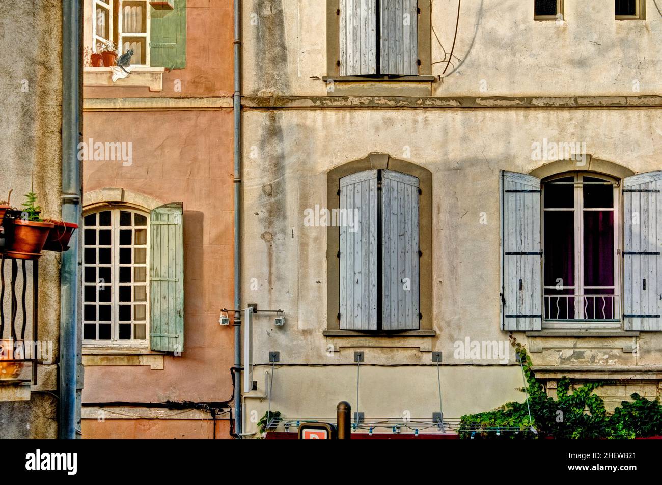 Background graphic of shuttered windows and century's old walls Stock ...