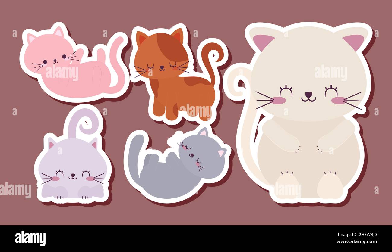 five cute cats Stock Vector Image & Art - Alamy