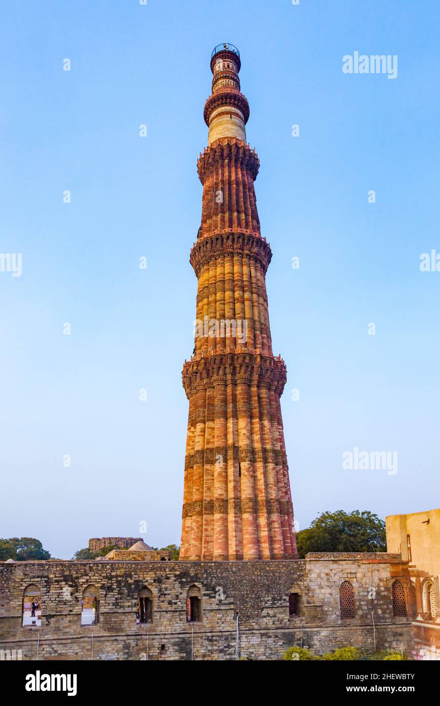 Qutb Minar, Delhi, the worlds tallest brick built minaret at 72m, built ...