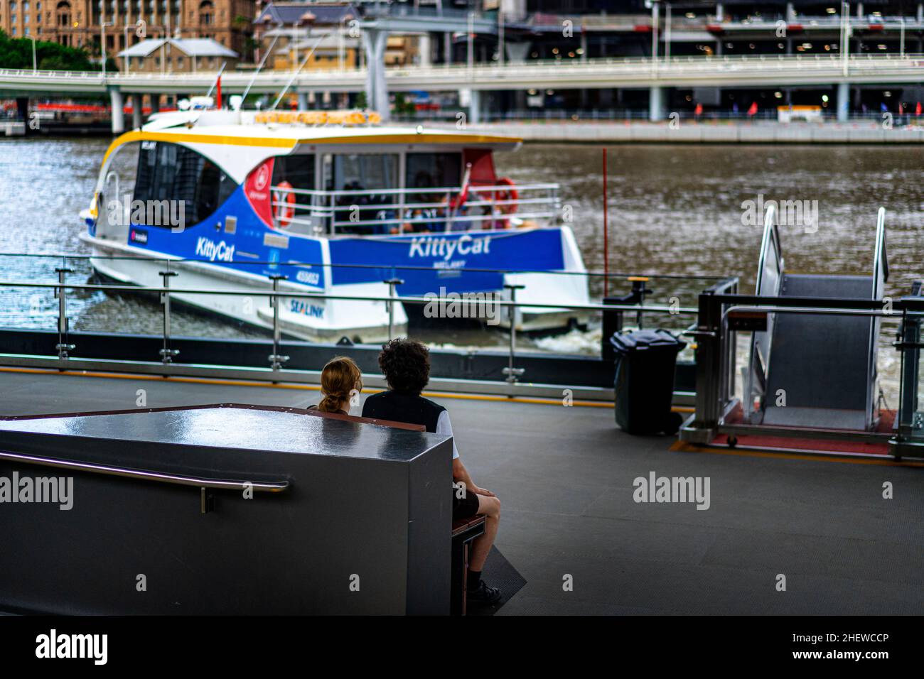 Brisbane Cross River Ferry departing Southbank Parklands, Brisbane ...