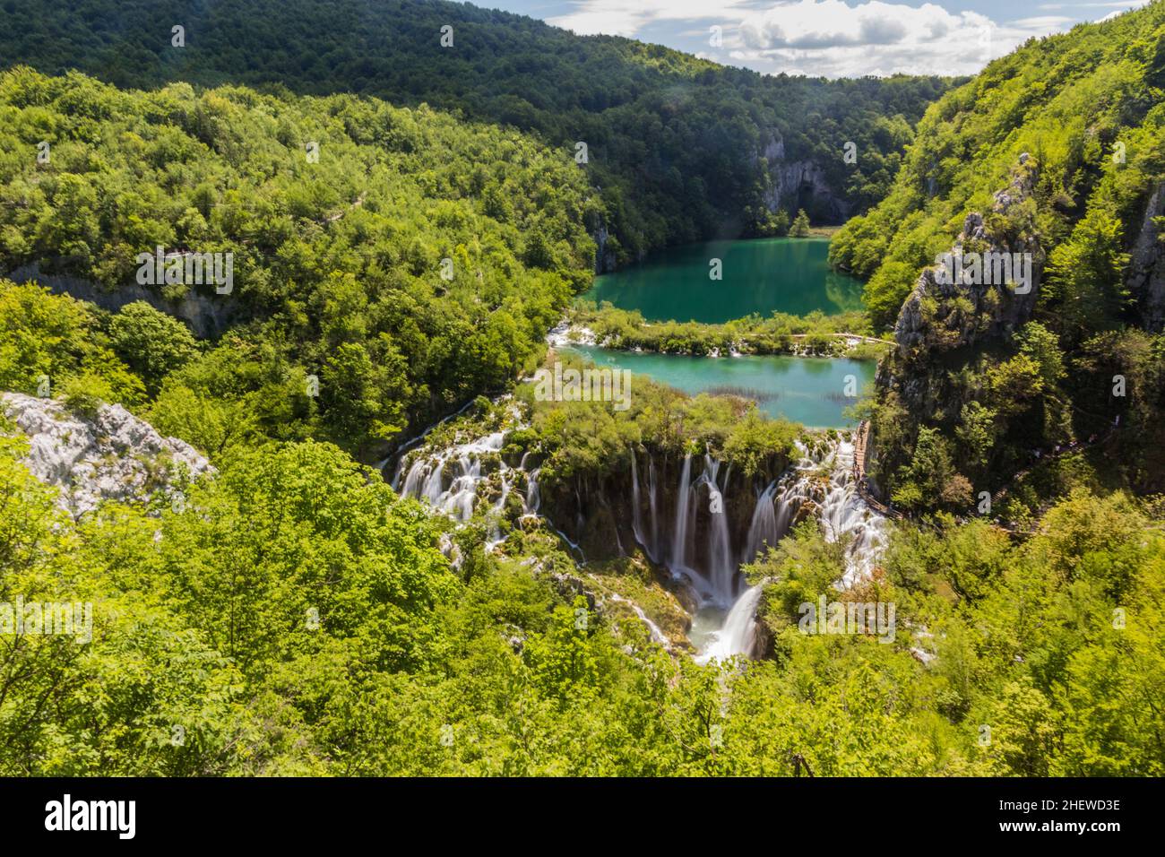 Lower lakes and Sastavci waterfall in Plitvice Lakes National Park ...