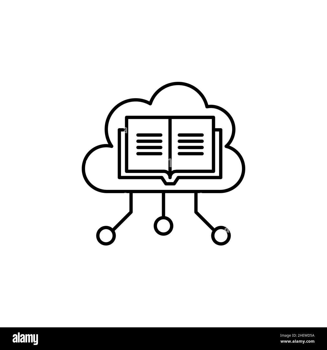 Cloud Library line icon, education and school, book with cloud sign ...