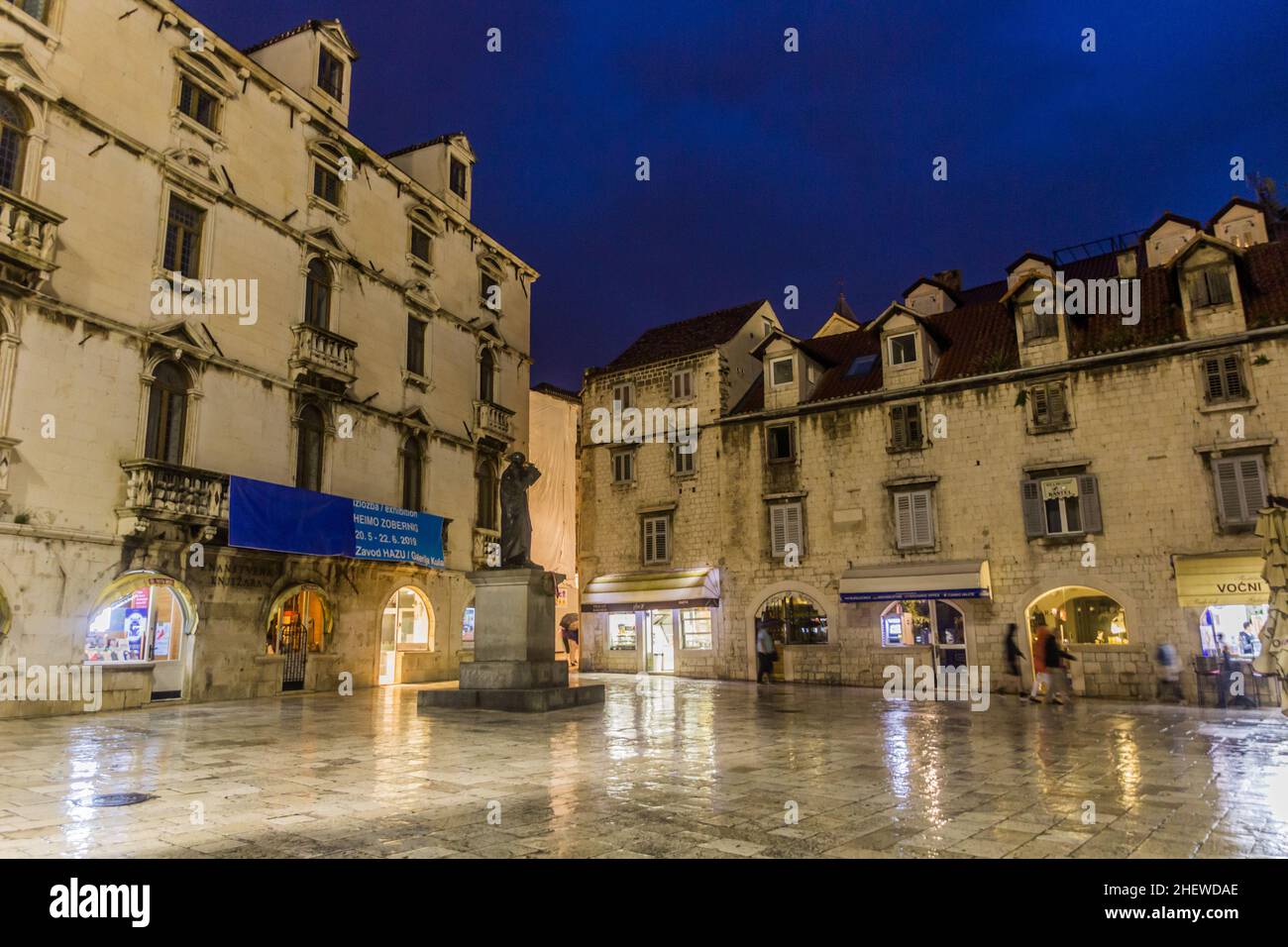 SPLIT, CROATIA - MAY 26, 2019: Evening view of the Fruit square in ...