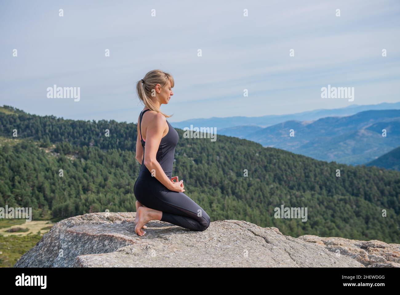 meditation yoga postures in nature inner peace Stock Photo - Alamy