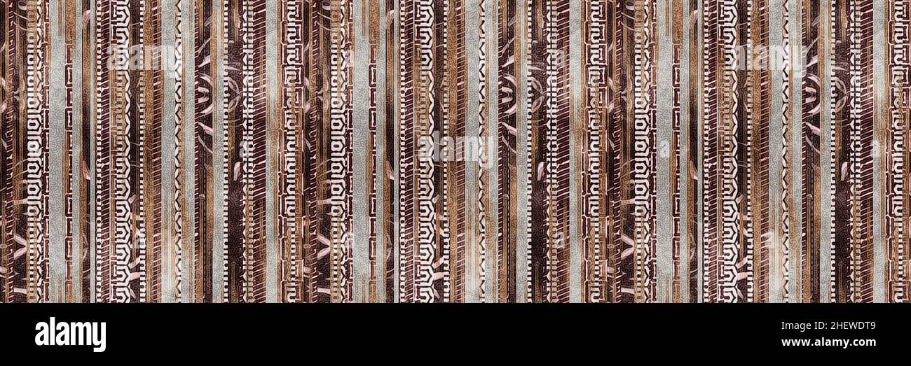 Seamless tribal ethnic stripe grungy border surface pattern design for ...