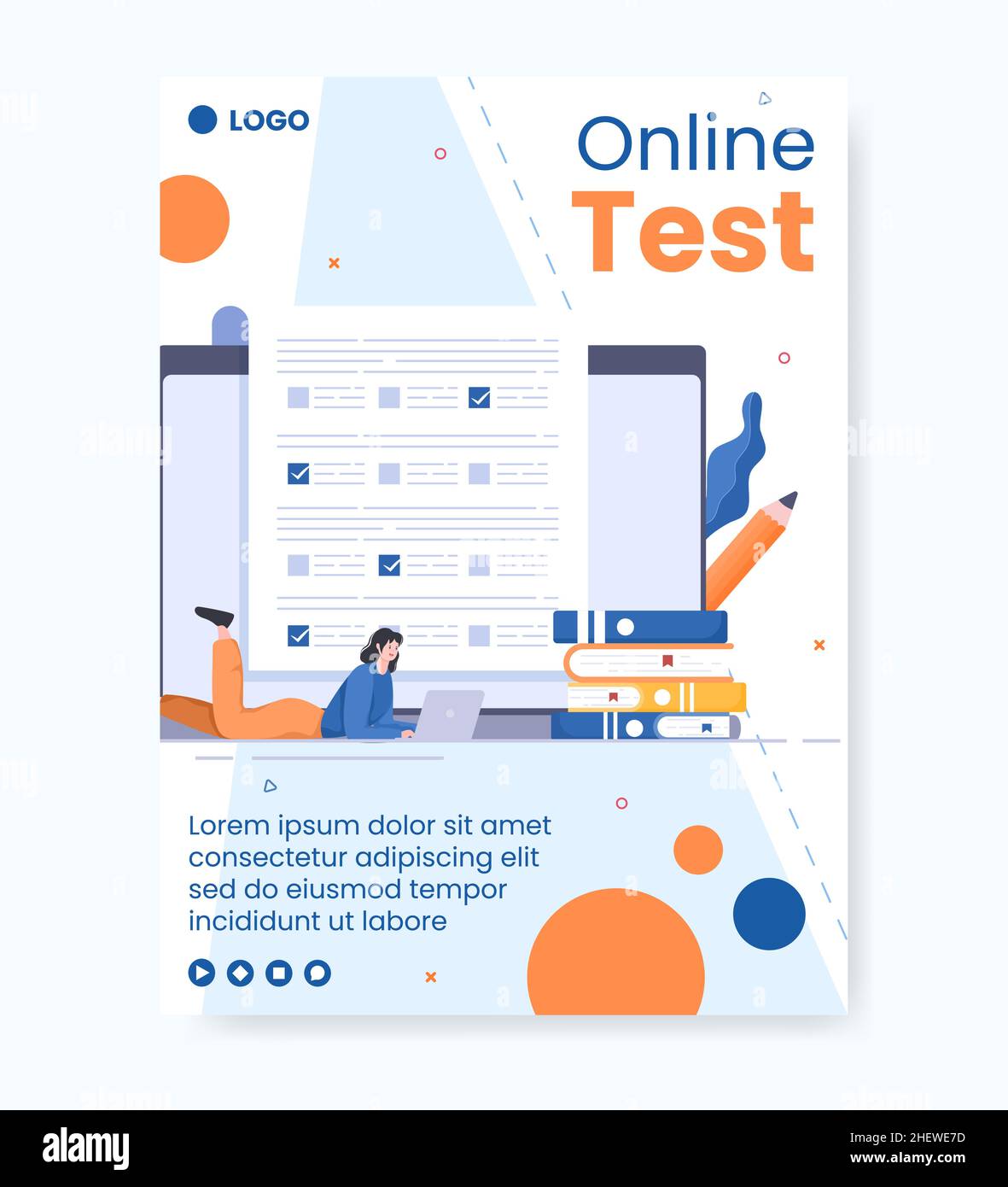 Online Testing Course Post Template Flat Design Illustration Editable ...