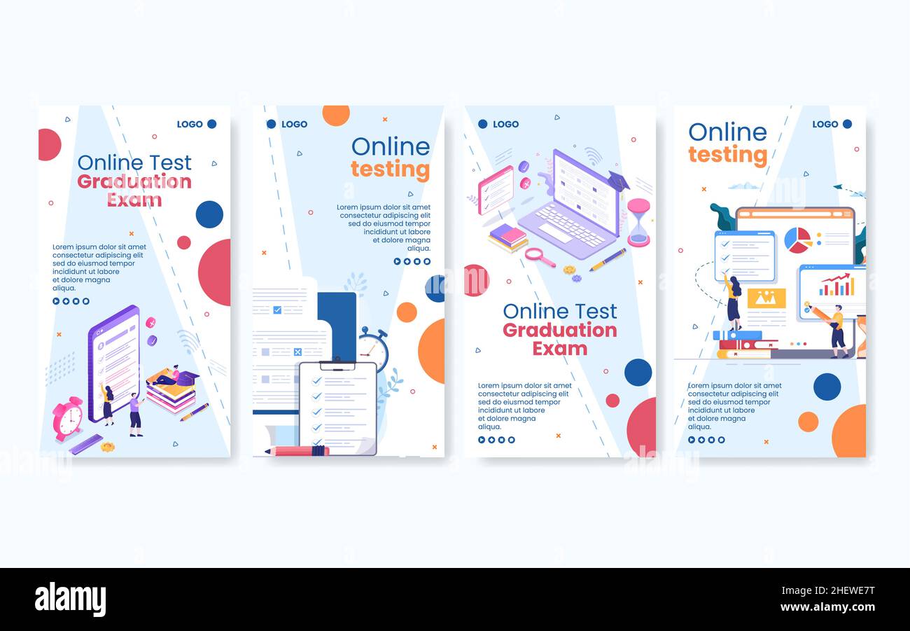 Online Testing Course Post Template Flat Design Illustration Editable ...