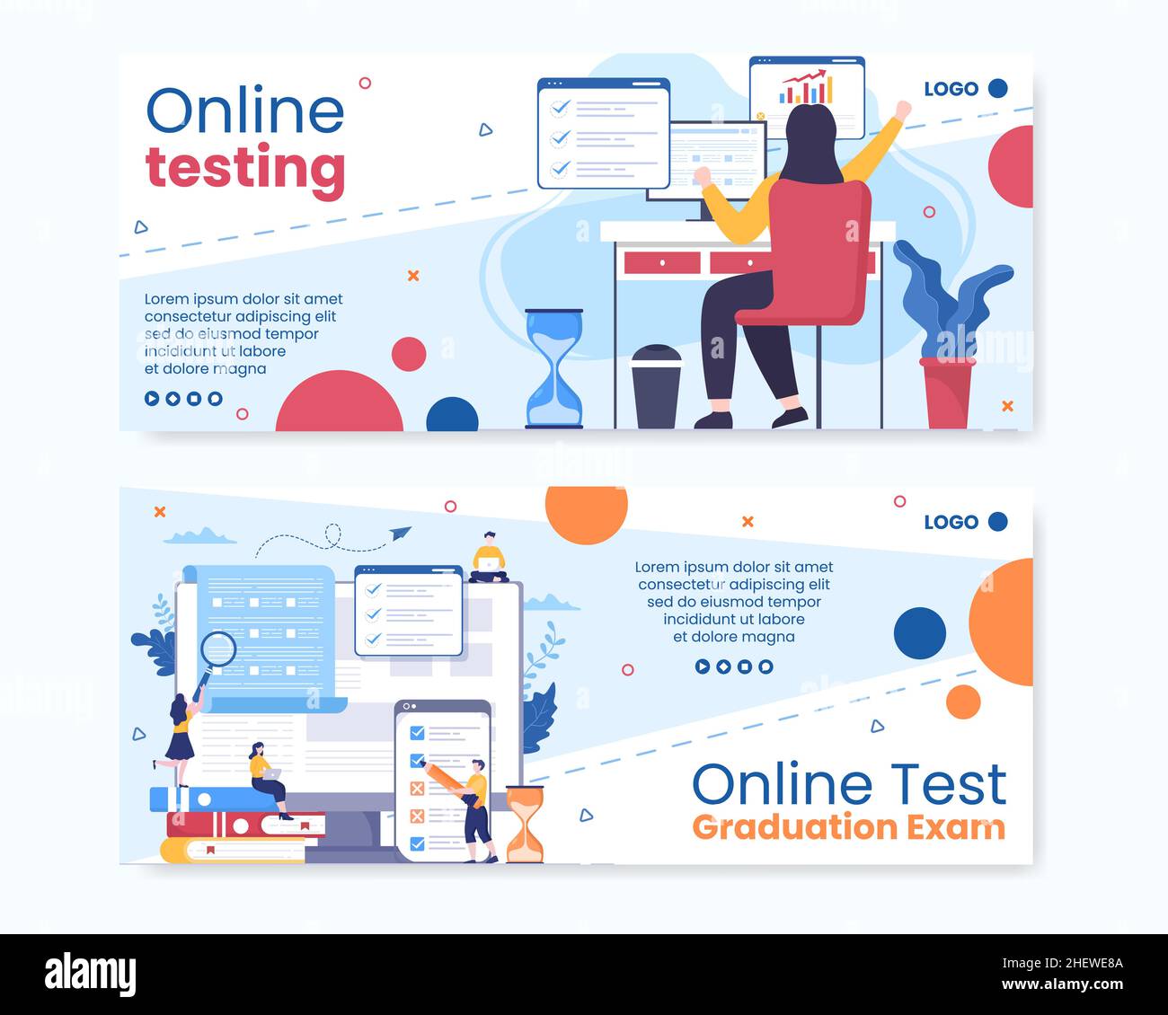 Online Testing Course Post Template Flat Design Illustration Editable ...