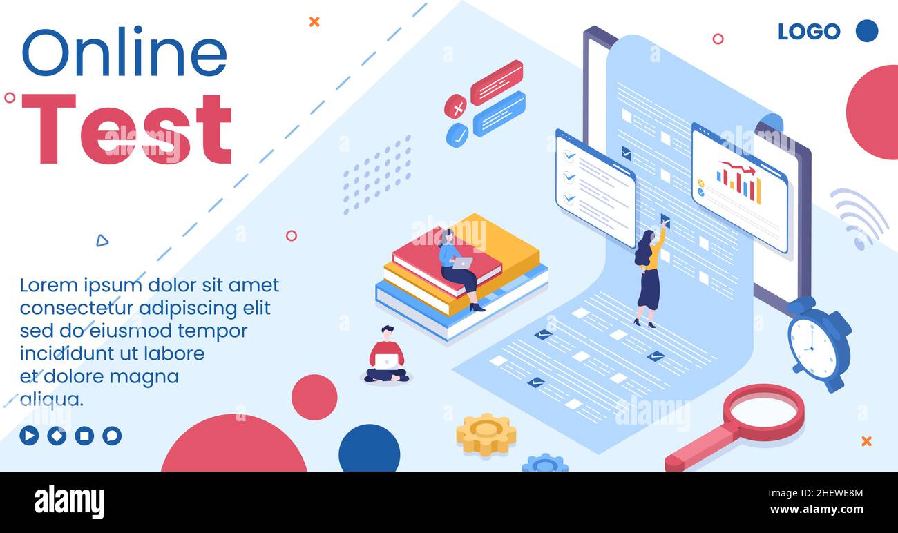 Online Testing Course Post Template Flat Design Illustration Editable ...