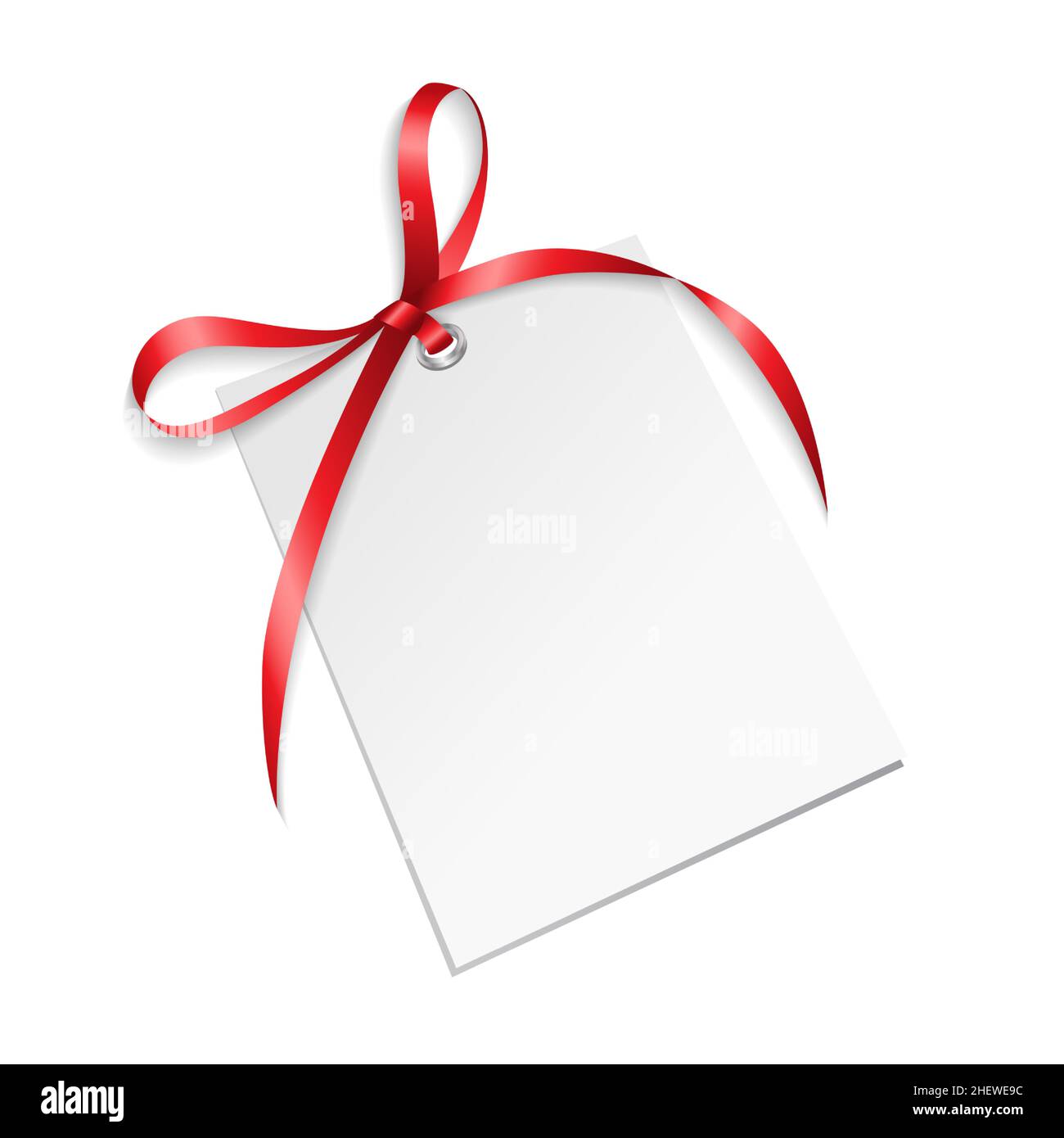 Piece of paper with red ribbon on white background. Vector illustration ...