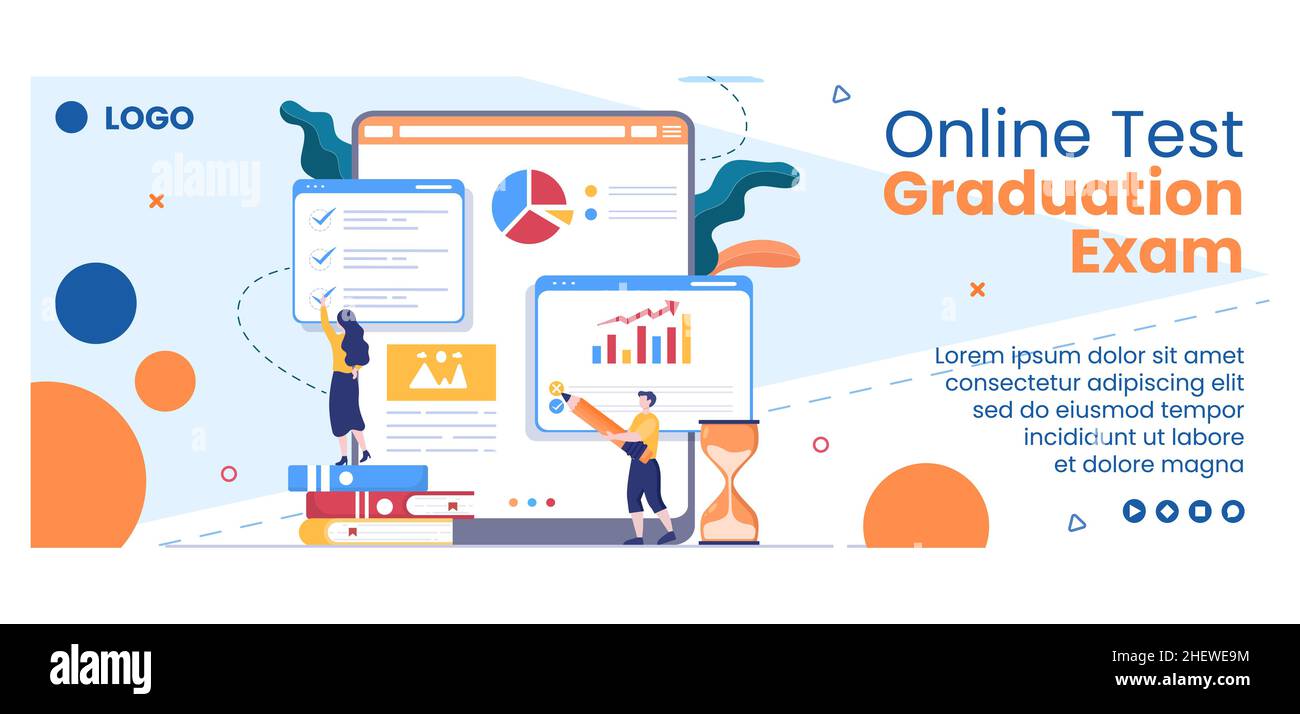 Online Testing Course Cover Template Flat Design Illustration Editable ...