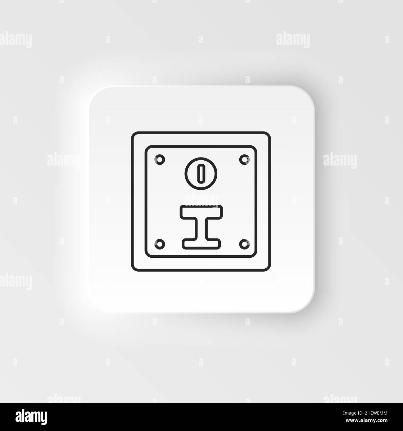 Coin slot, retro, arcade neumorphic style vector icon. Neumorphism ...