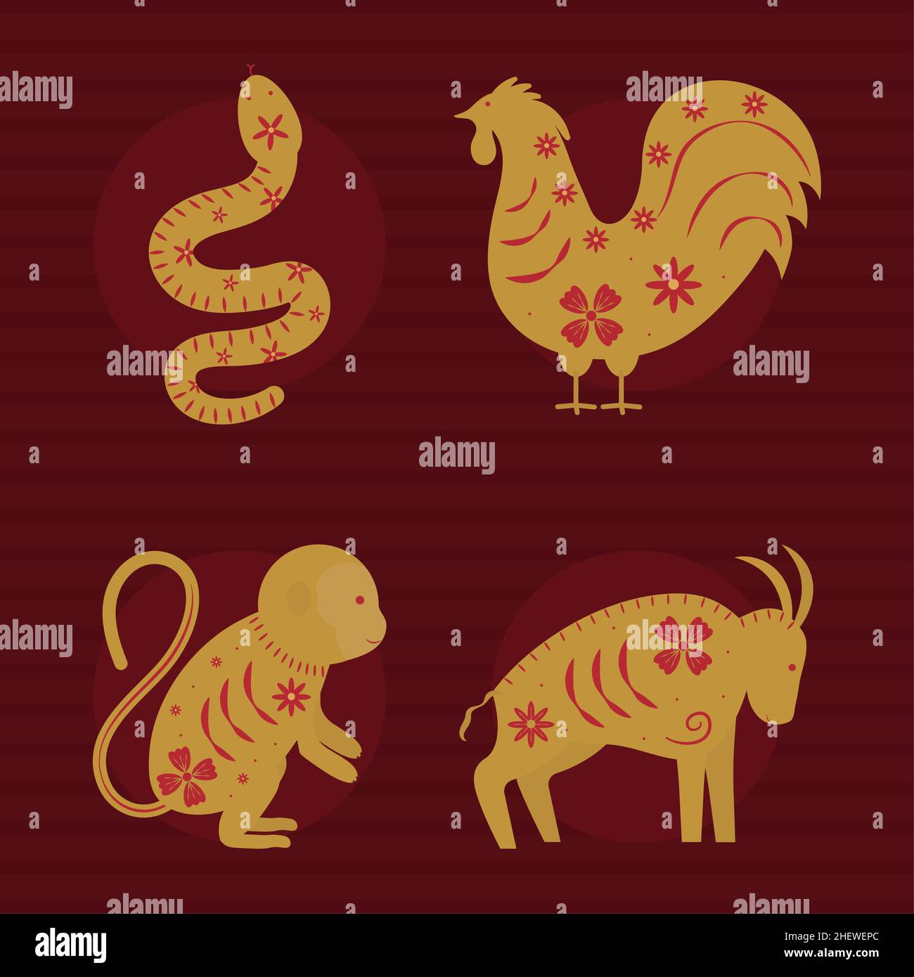 four chinese zodiac animals Stock Vector Image & Art - Alamy
