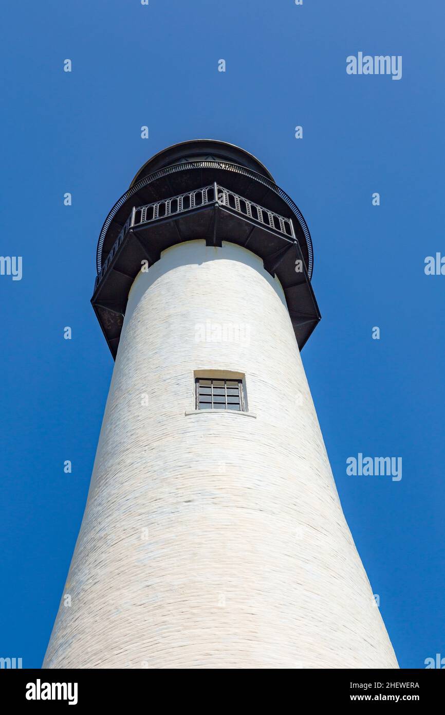 Famous lighthouse at Cape Florida in the south end of Key Biscayne ...
