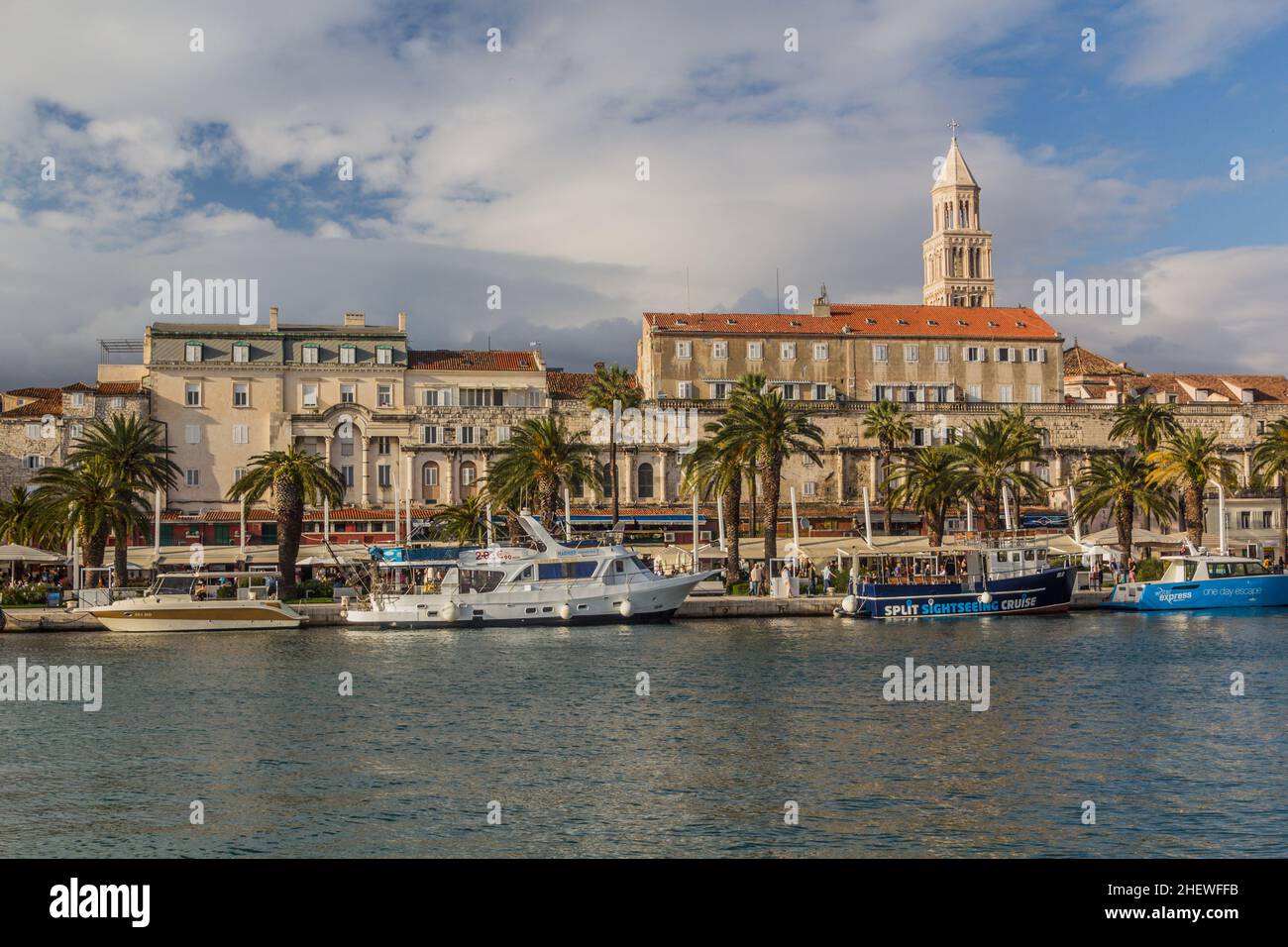 SPLIT, CROATIA - MAY 28, 2019: Boats in Split harbor, Croatia Stock ...
