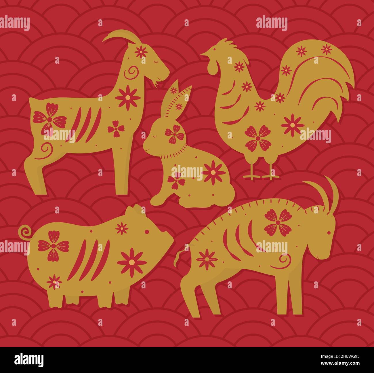 five chinese zodiac animals Stock Vector Image & Art - Alamy