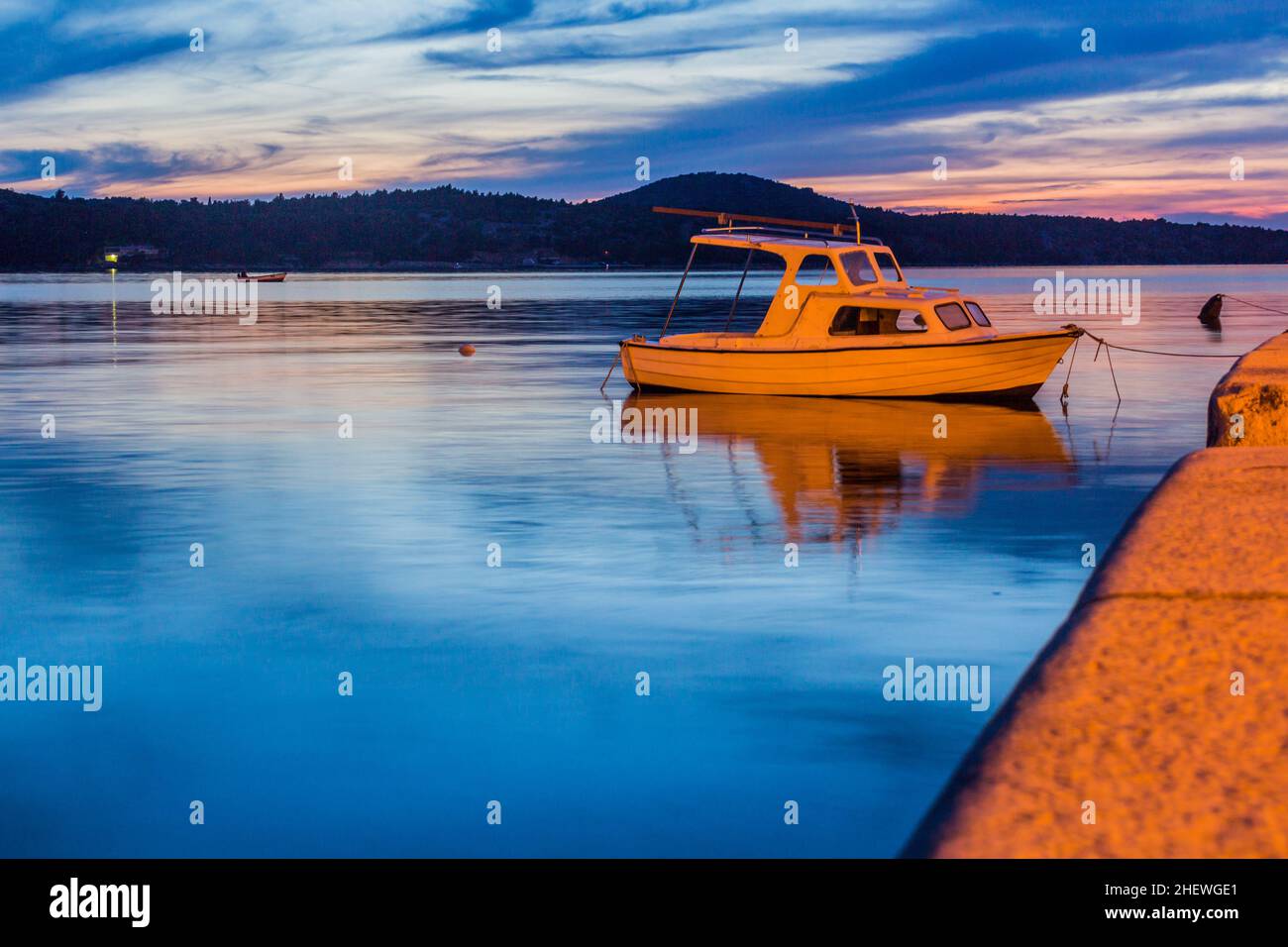 Sunset at the port in Sibenik, Croatia Stock Photo - Alamy