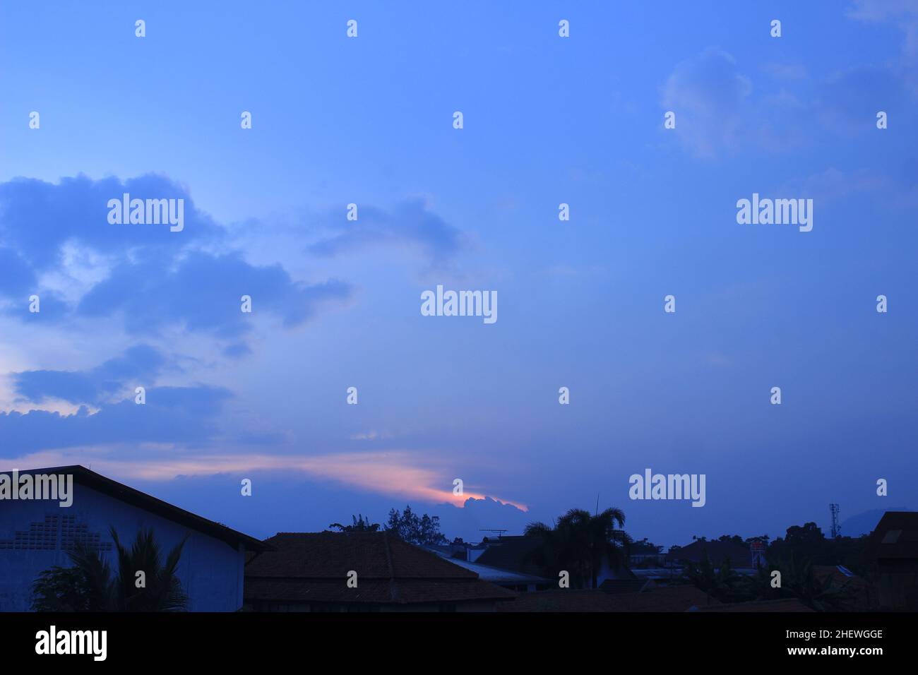Beautiful Sunset Stress Relief Under Blue Sky Orange Blue Gradient ...