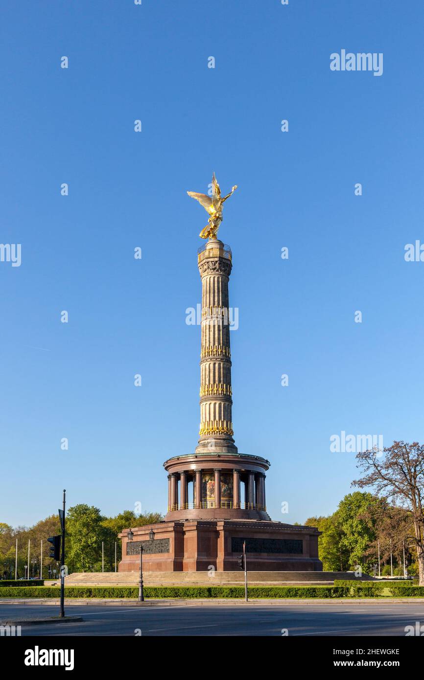 Siegessaule Victory column in Berlin Germany under blue sky Stock Photo ...