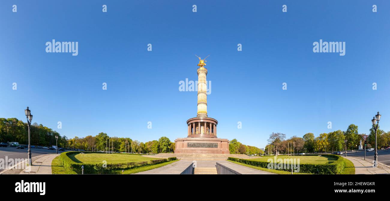 Siegessaule Victory column in Berlin Germany under blue sky Stock Photo ...