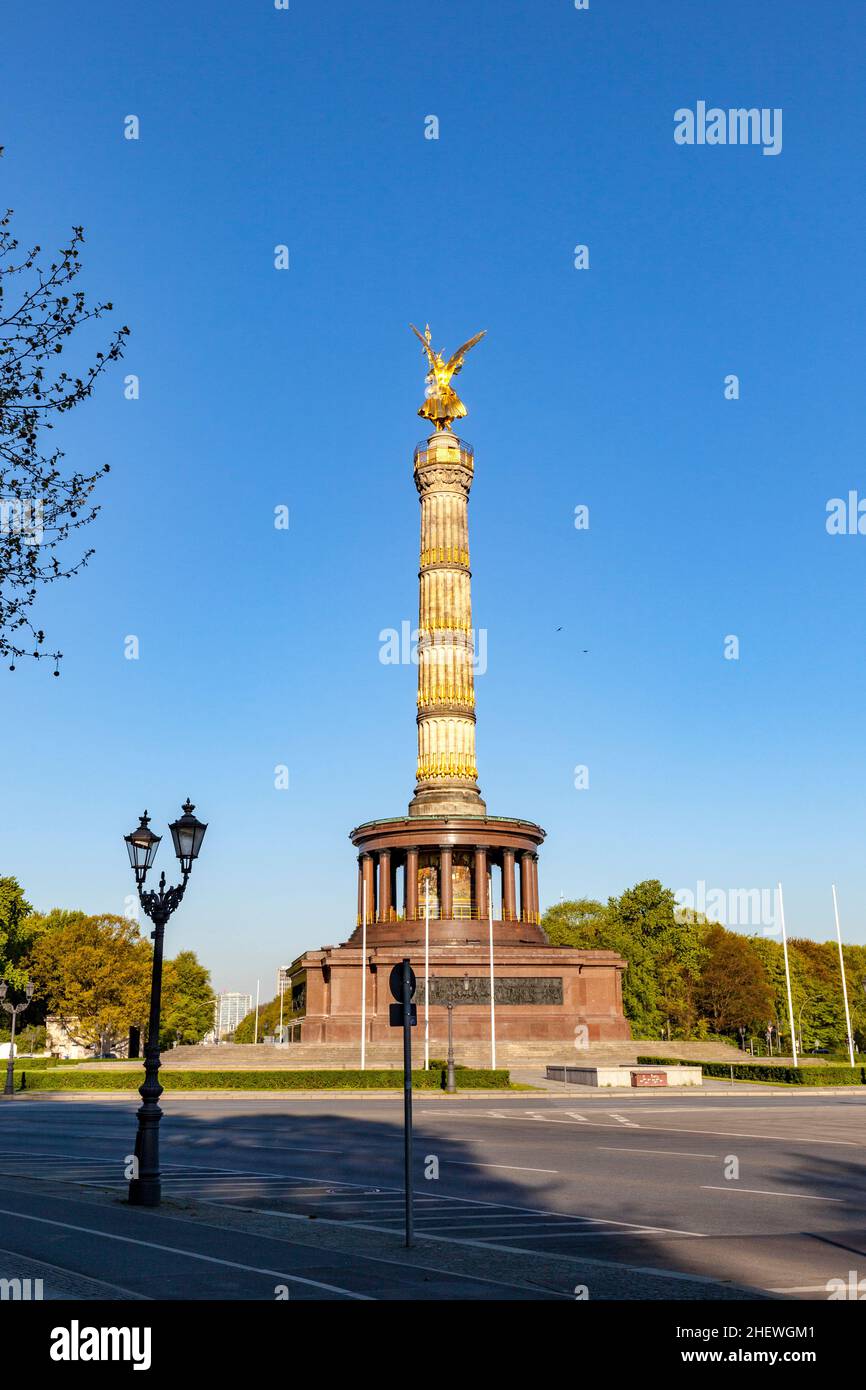 Siegessaule Victory column in Berlin Germany under blue sky Stock Photo ...