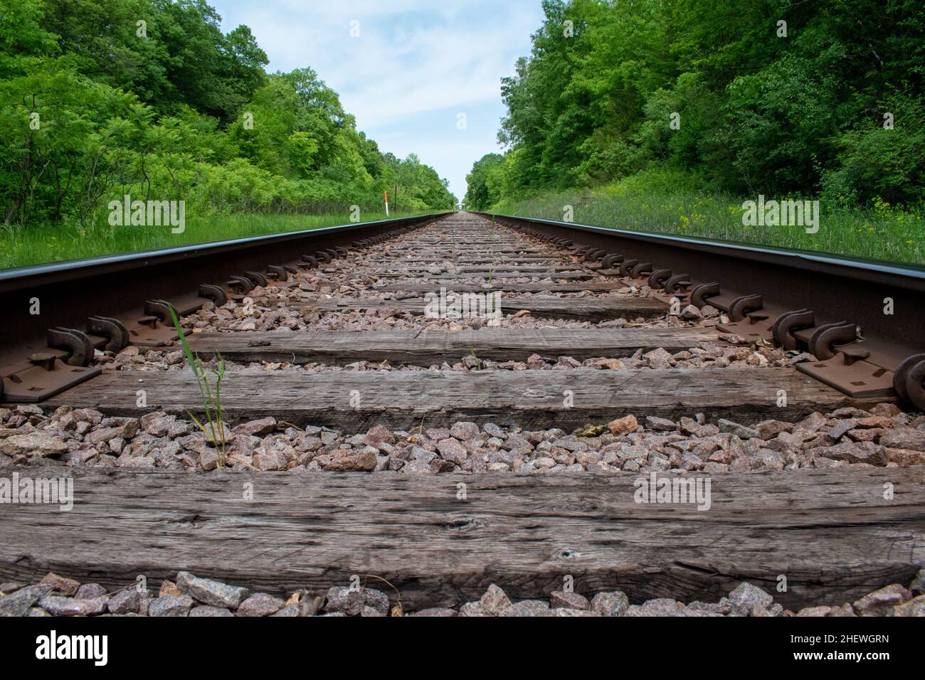 Railroad tracks in the countryside Stock Photo - Alamy