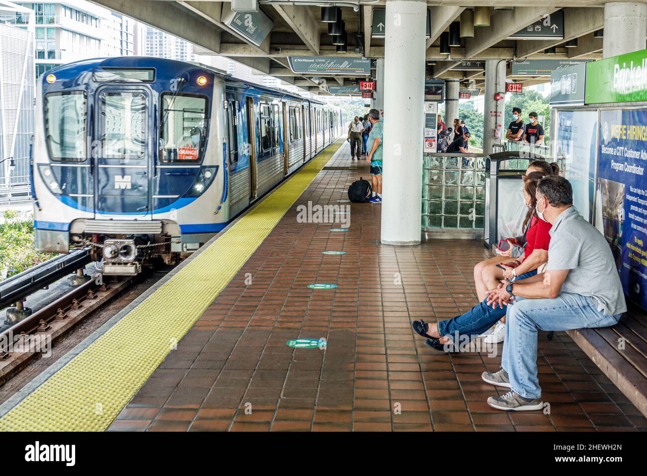 Miami Florida Brickell Metrorail Train Station mass transit rail ...