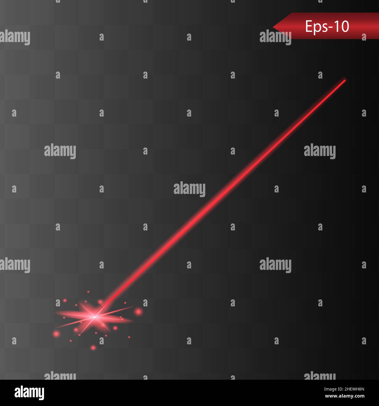 Abstract red laser beam. Transparent isolated on black background ...