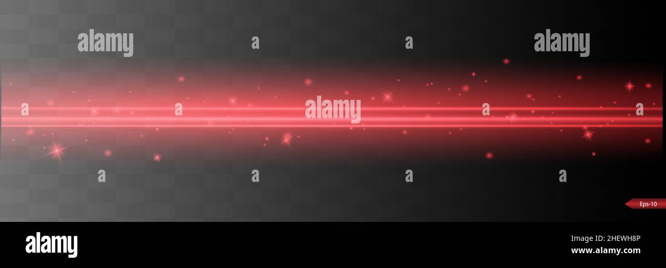Abstract red laser beam. Transparent isolated on black background ...