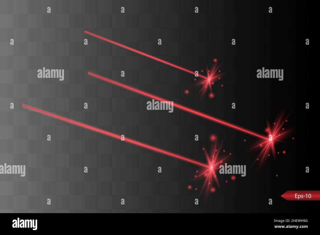 Abstract red laser beam. Transparent isolated on black background ...