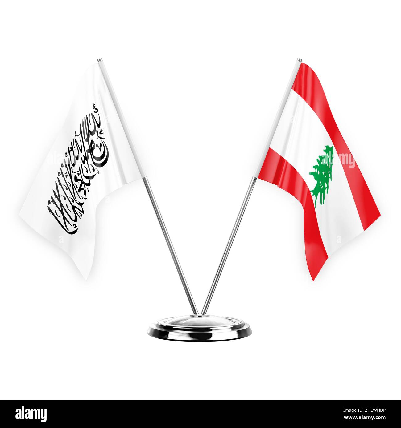 Two table flags isolated on white background 3d illustration ...