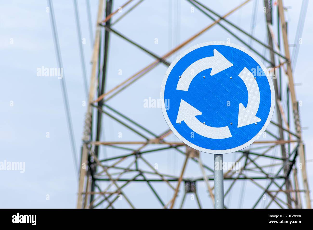 A massive and tall metal frame for electrical tower distribute the ...