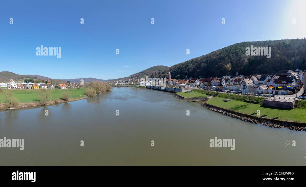 landscape of river main with village of Freuden and Collenberg Stock ...