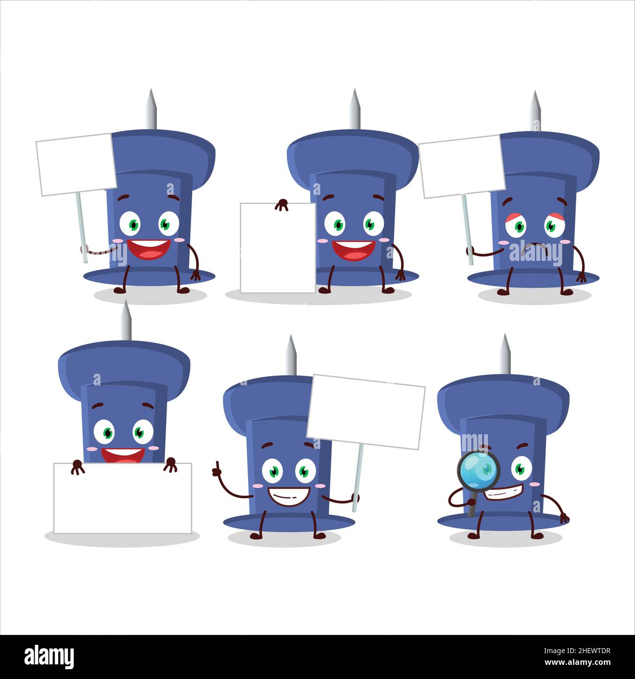 Blue push pin cartoon character bring information board. Vector ...