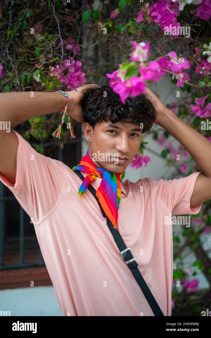 Portrait of an attractive and stylish fashionable young Latin American ...