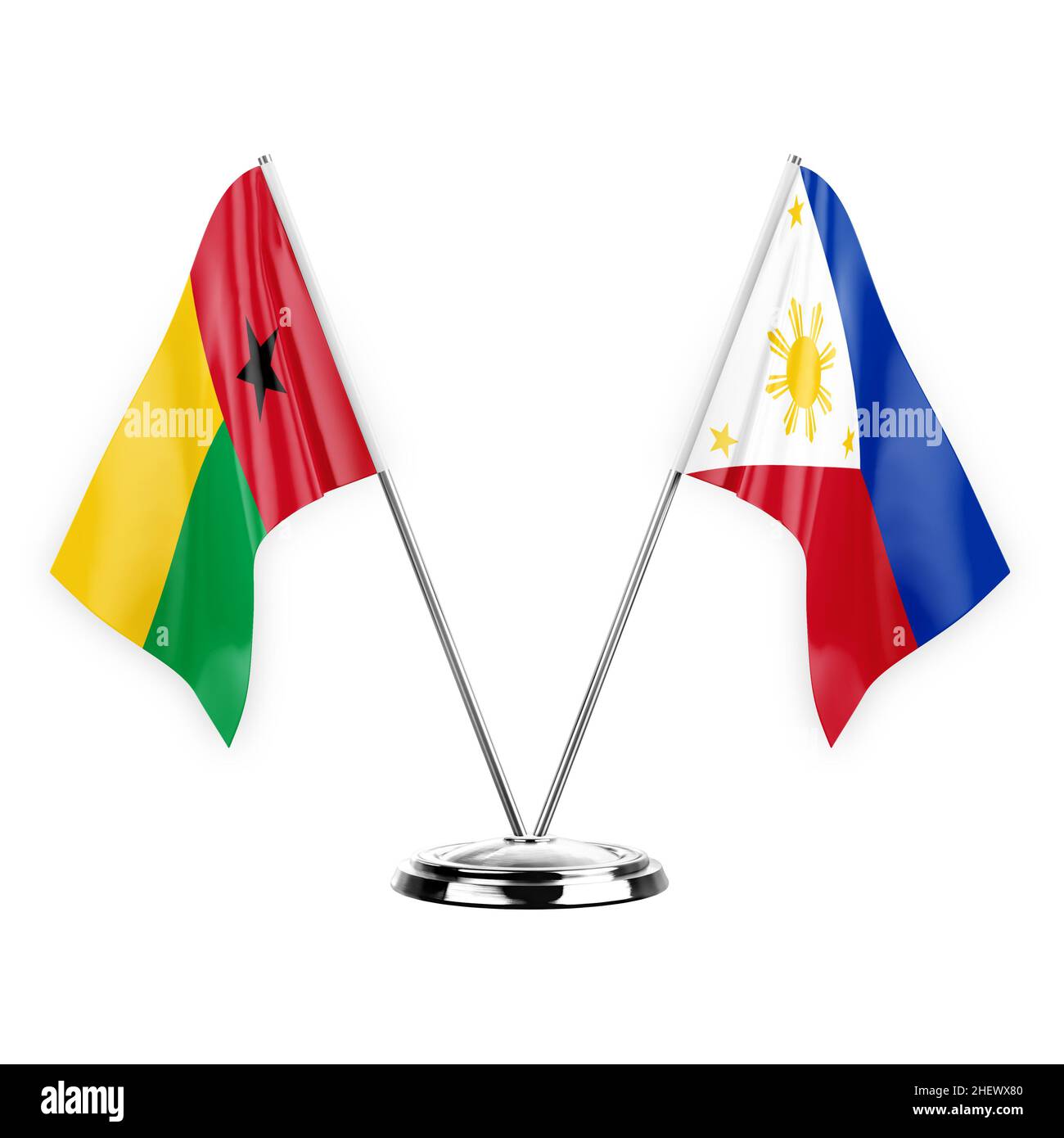 Two table flags isolated on white background 3d illustration, cape ...