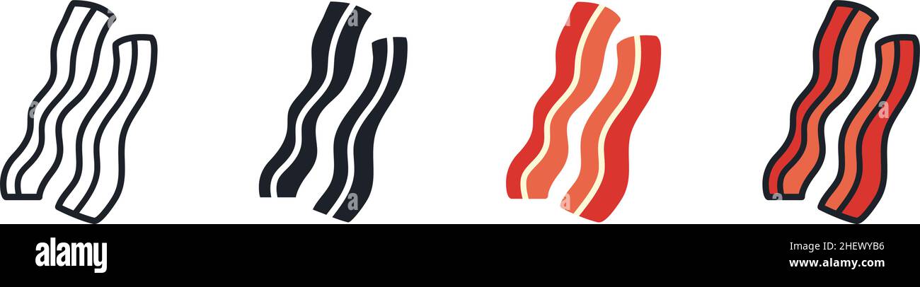 Bacon strips icon. Linear flat color icons contour shape outline. Black ...