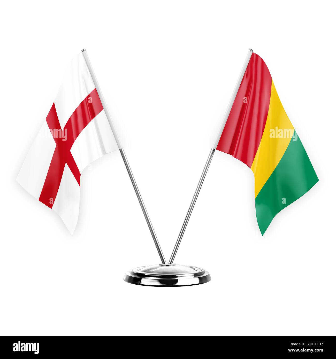 Two table flags isolated on white background 3d illustration, england ...