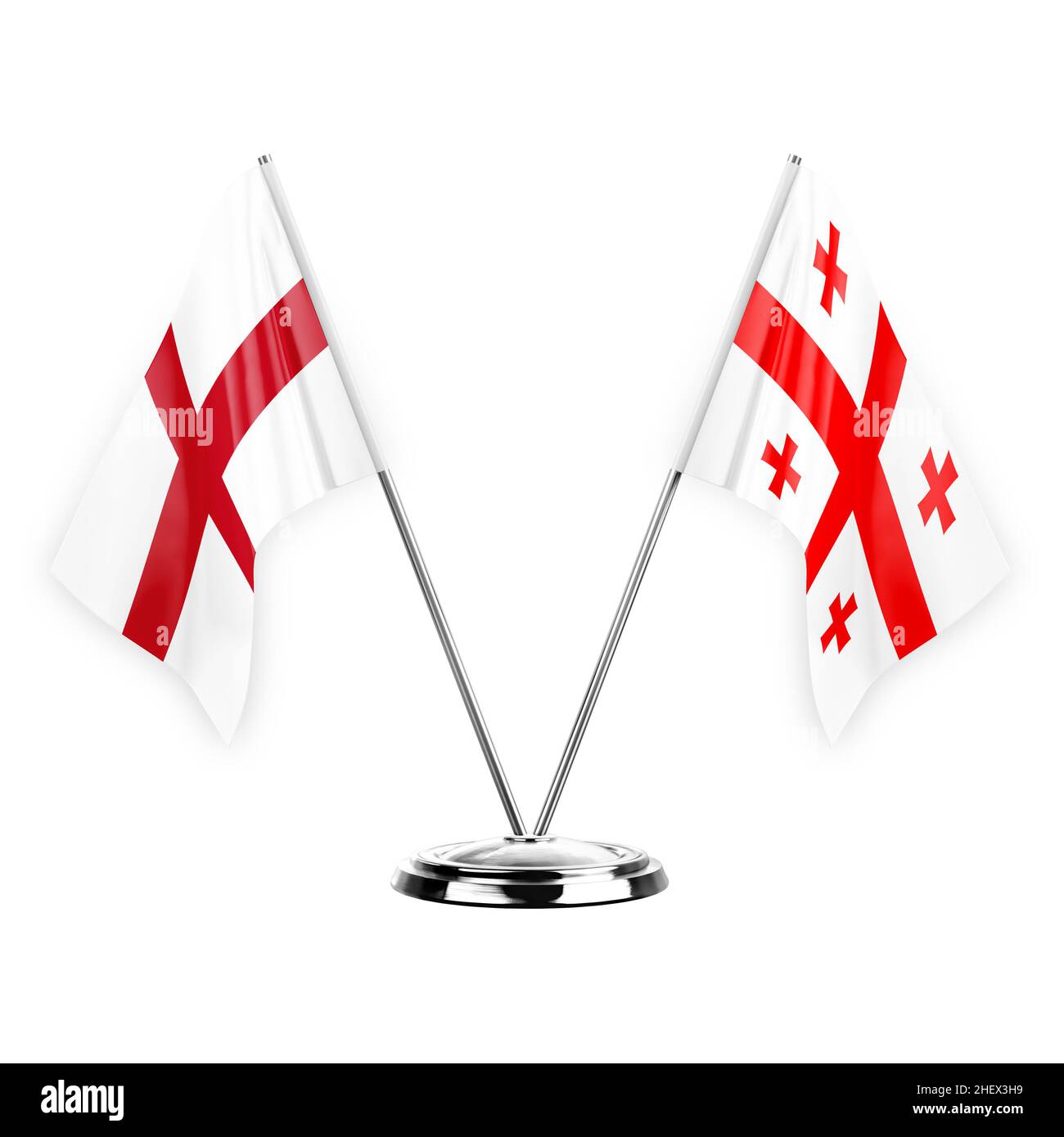 Two table flags isolated on white background 3d illustration, england ...